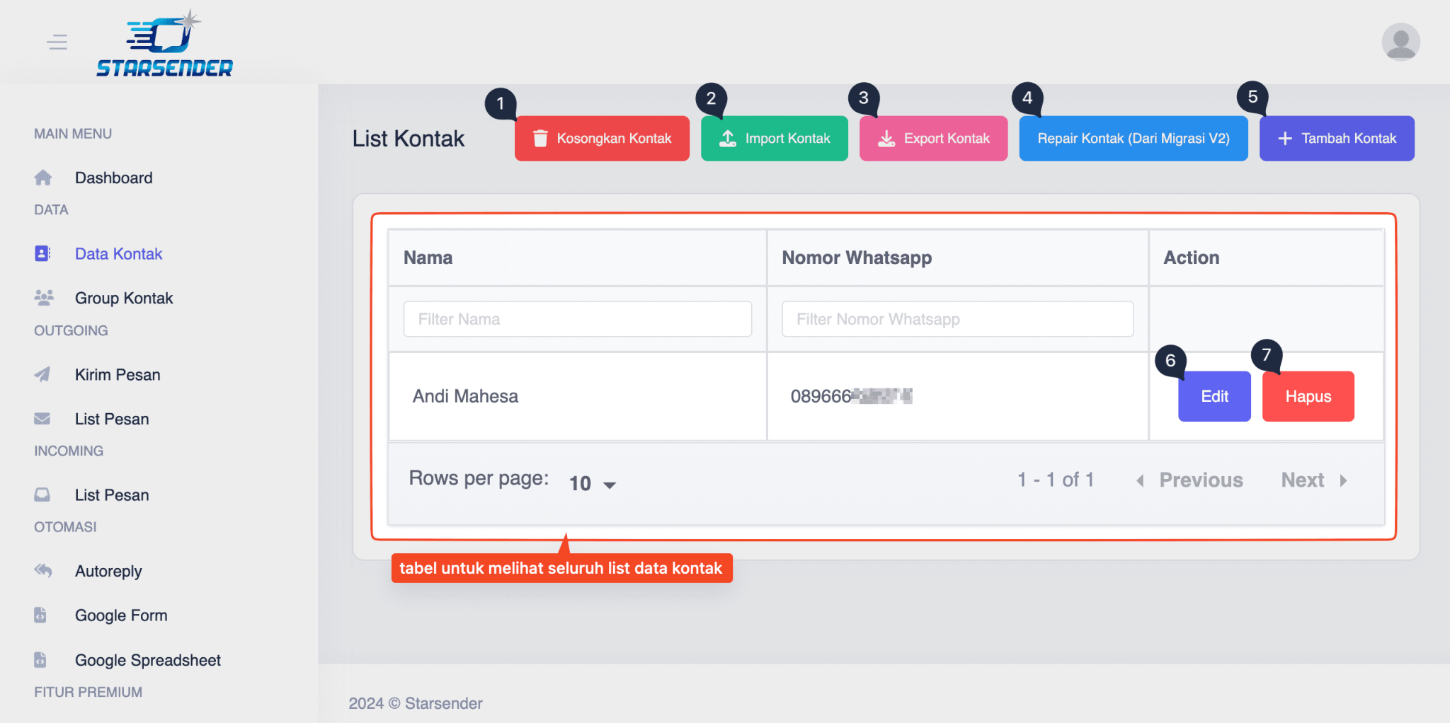 Mengelola Data Kontak (edit, tambah dan hapus) – Docs Starsender V3